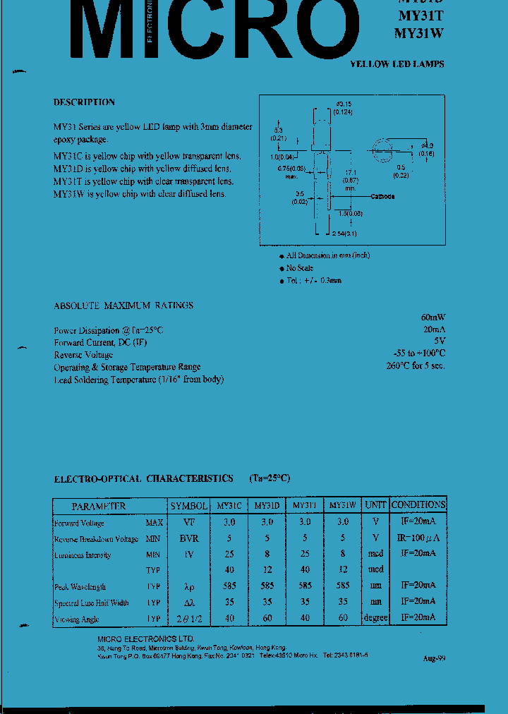 MY31W_1286919.PDF Datasheet Download --- IC-ON-LINE