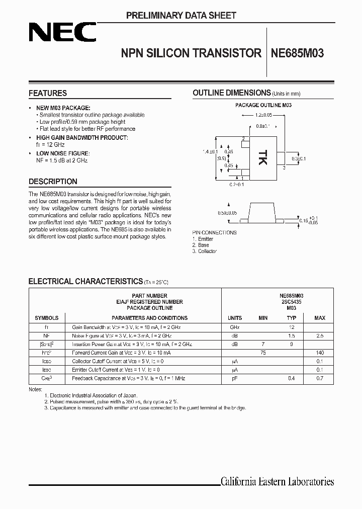NE685M03_1288362.PDF Datasheet Download --- IC-ON-LINE