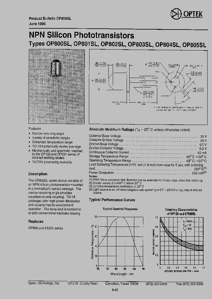 OP805SL_1292171.PDF Datasheet Download --- IC-ON-LINE