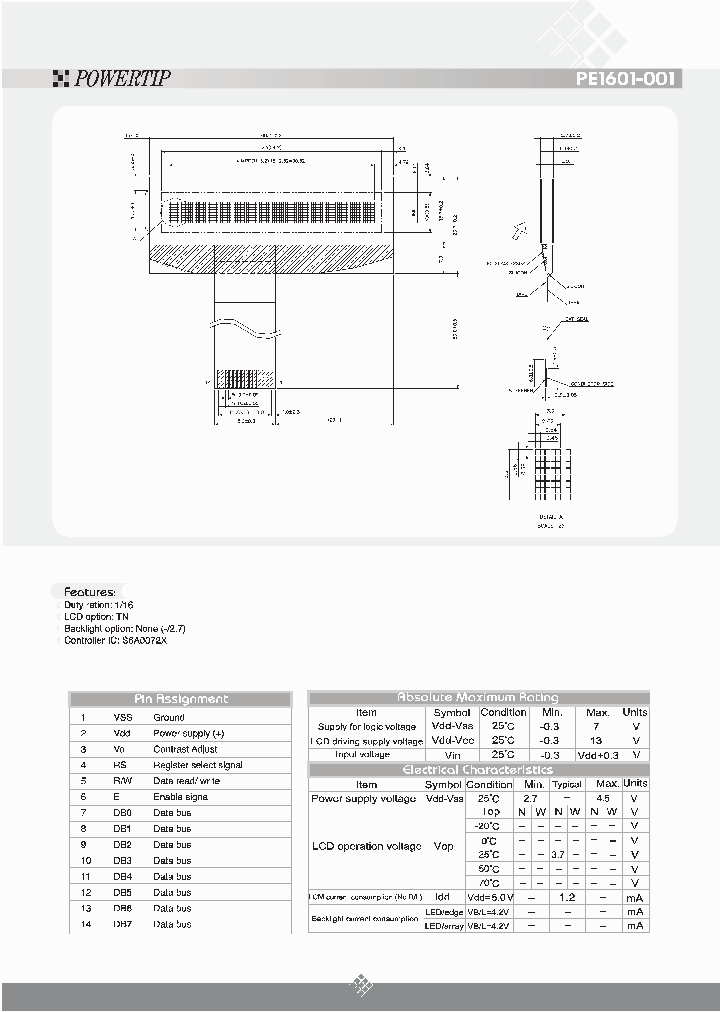 PE1601-001_1294939.PDF Datasheet Download --- IC-ON-LINE