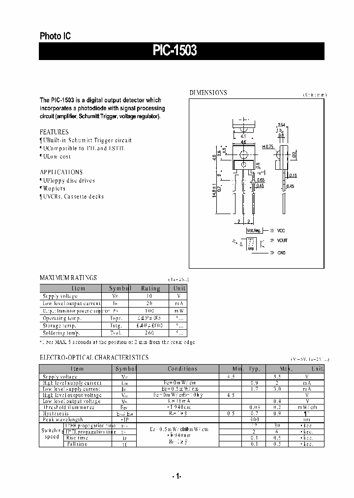 PIC-1503_1296096.PDF Datasheet Download --- IC-ON-LINE
