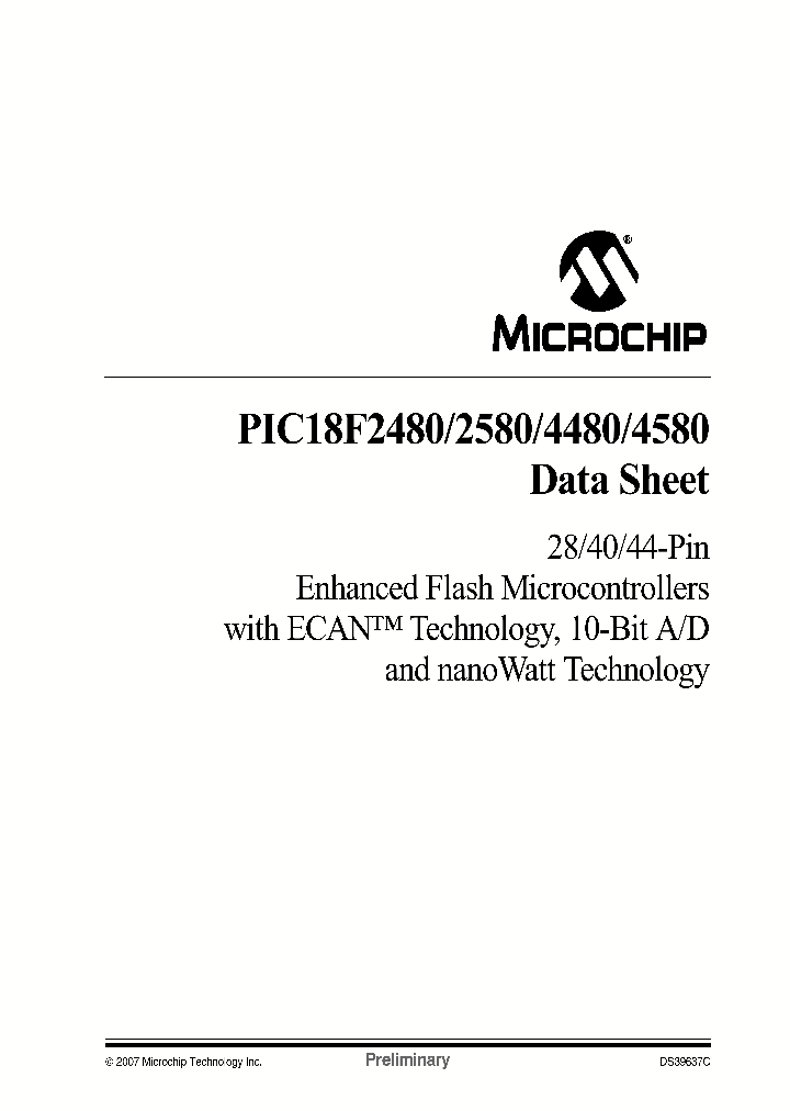 PIC18F4580_1296194.PDF Datasheet Download --- IC-ON-LINE