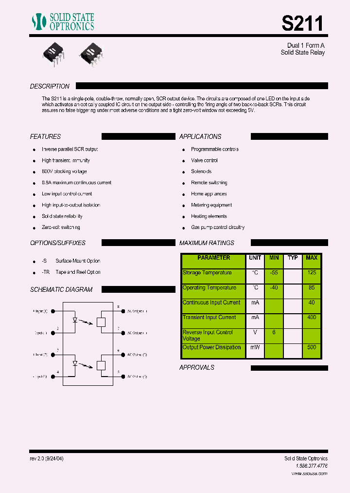 S211_1303474.PDF Datasheet Download --- IC-ON-LINE