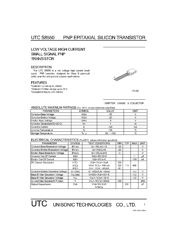 S8550_1098607.PDF Datasheet Download --- IC-ON-LINE