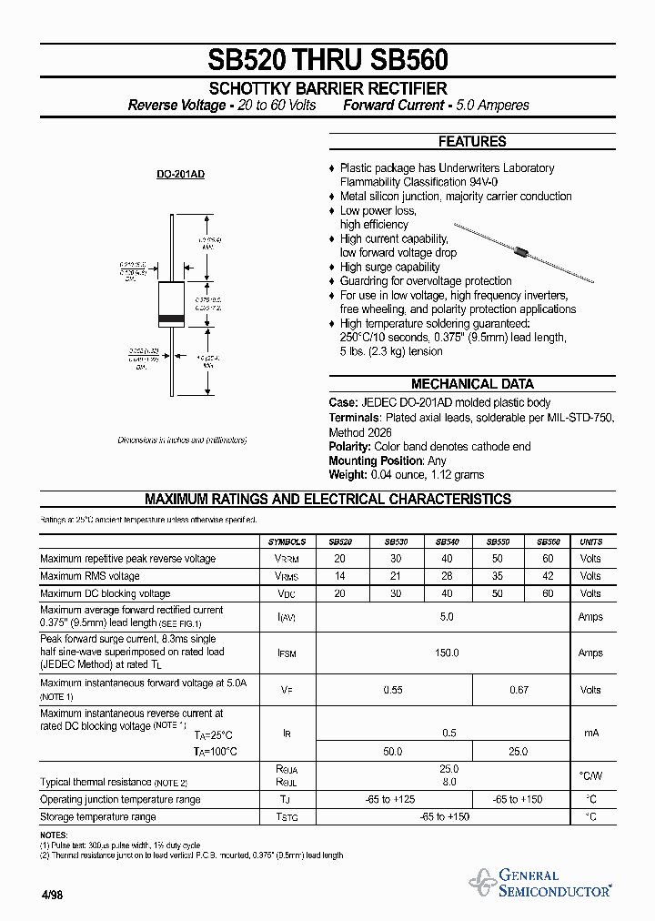 SB520_927130.PDF Datasheet Download --- IC-ON-LINE