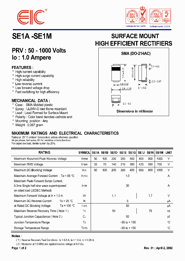 SE1M_1306815.PDF Datasheet Download --- IC-ON-LINE
