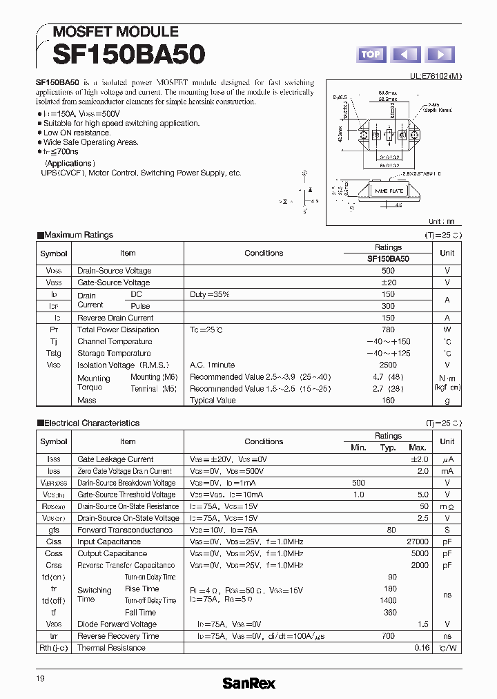 SF150BA50_1307216.PDF Datasheet Download --- IC-ON-LINE