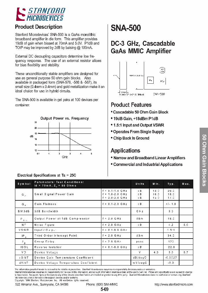 SNA-500_1114148.PDF Datasheet Download --- IC-ON-LINE