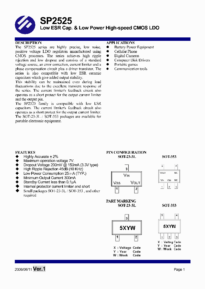 SP2525_1109623.PDF Datasheet Download --- IC-ON-LINE