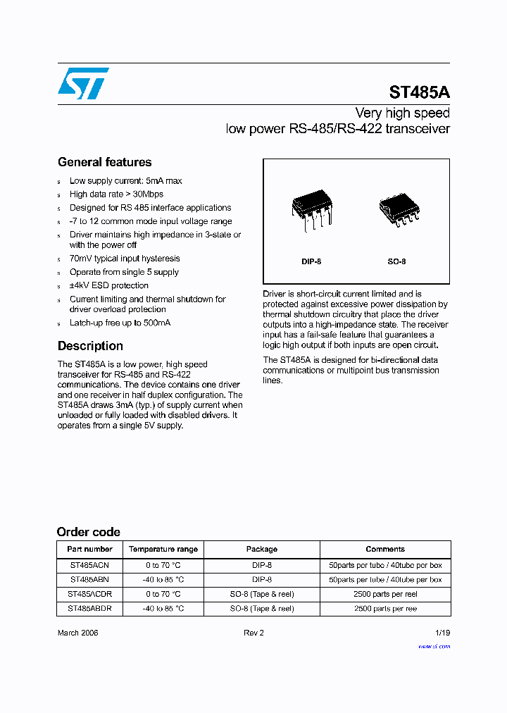 ST485ACN_1317454.PDF Datasheet Download --- IC-ON-LINE