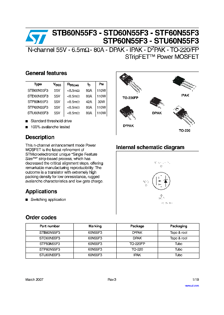 STU60N55F3_1047336.PDF Datasheet Download --- IC-ON-LINE