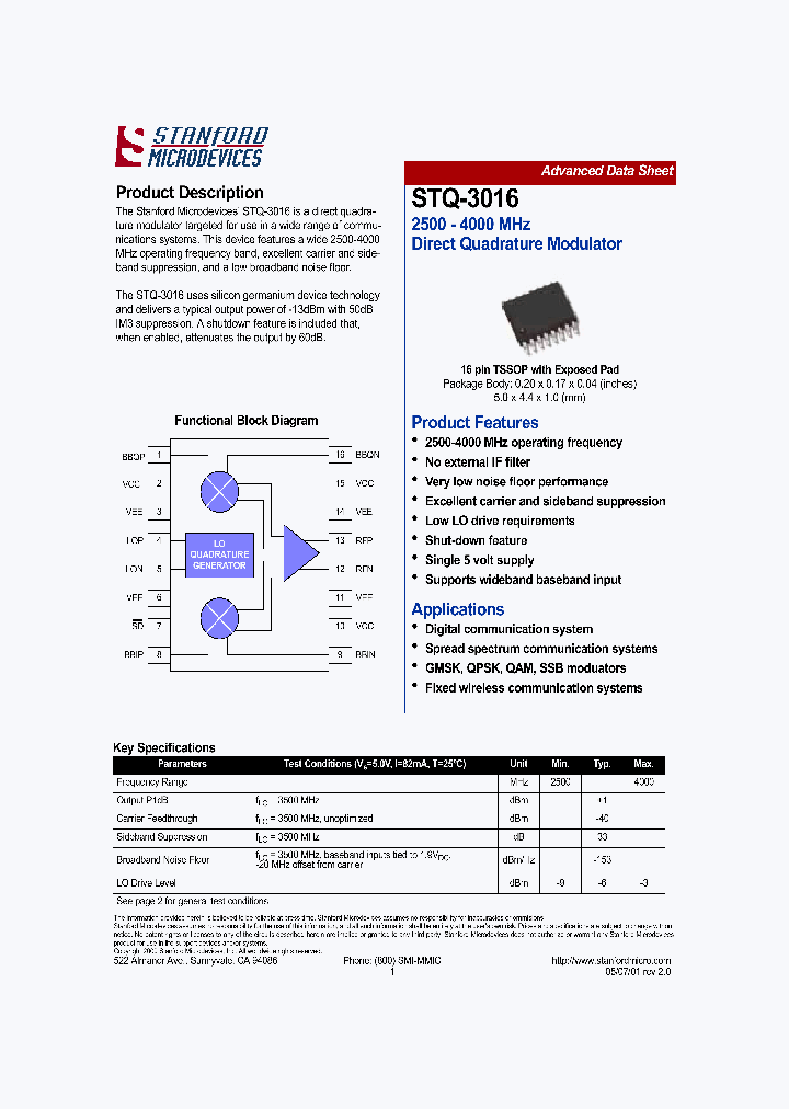 STQ-3016_1319283.PDF Datasheet Download --- IC-ON-LINE