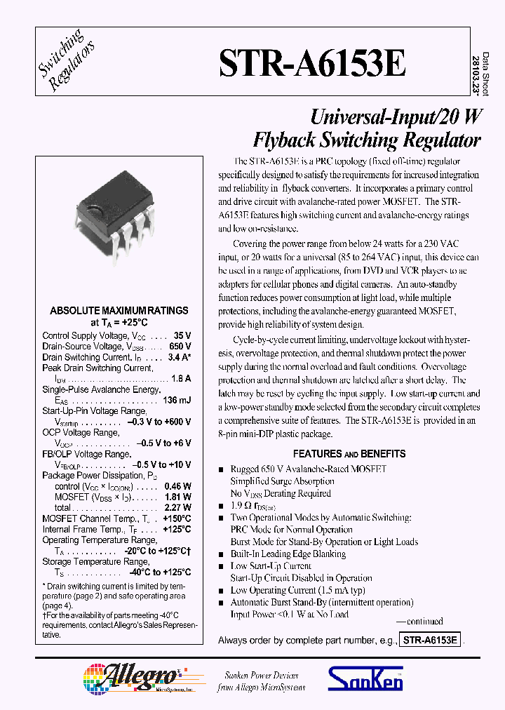 STR-A6153E_1319307.PDF Datasheet Download --- IC-ON-LINE