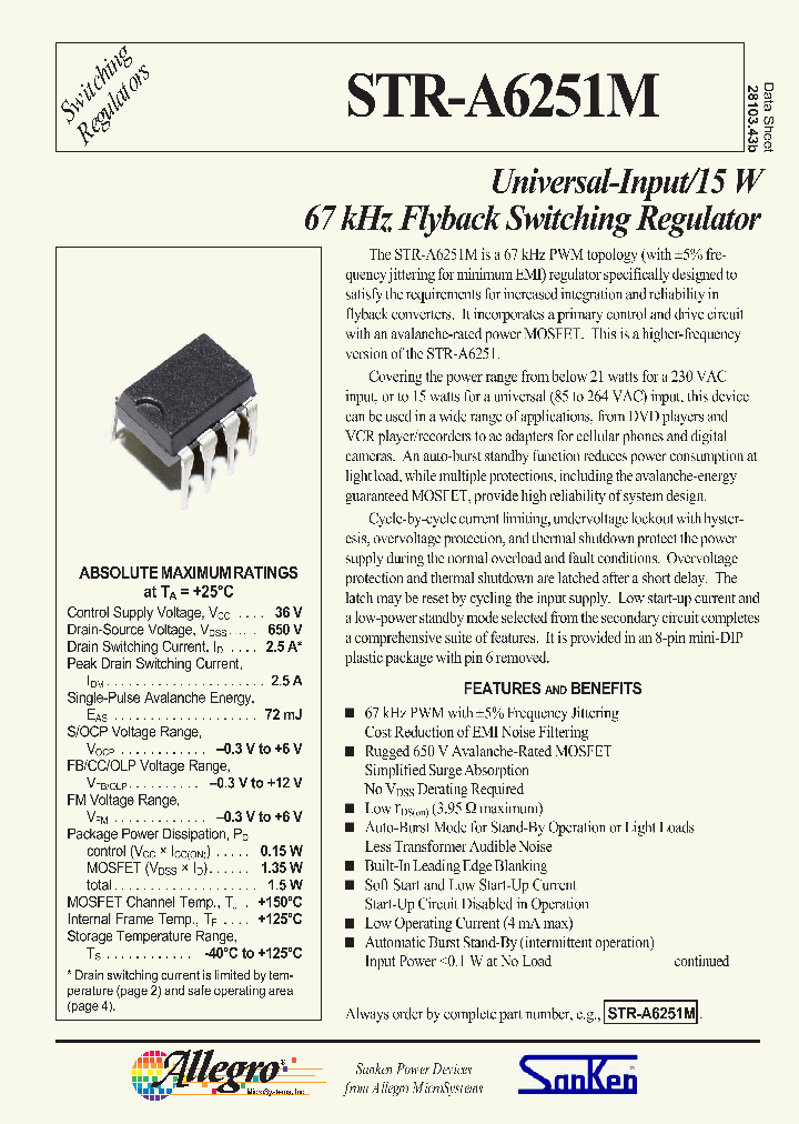 STR-A6251M_1319312.PDF Datasheet Download --- IC-ON-LINE