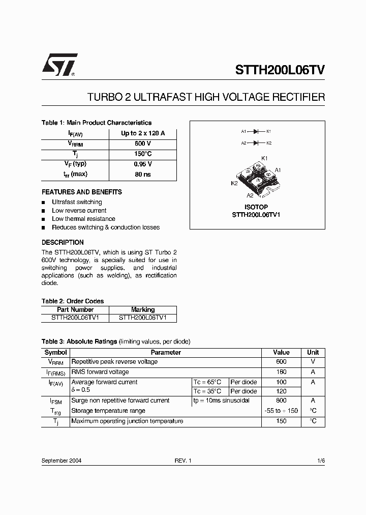 STTH200L06TV1_1319472.PDF Datasheet Download --- IC-ON-LINE