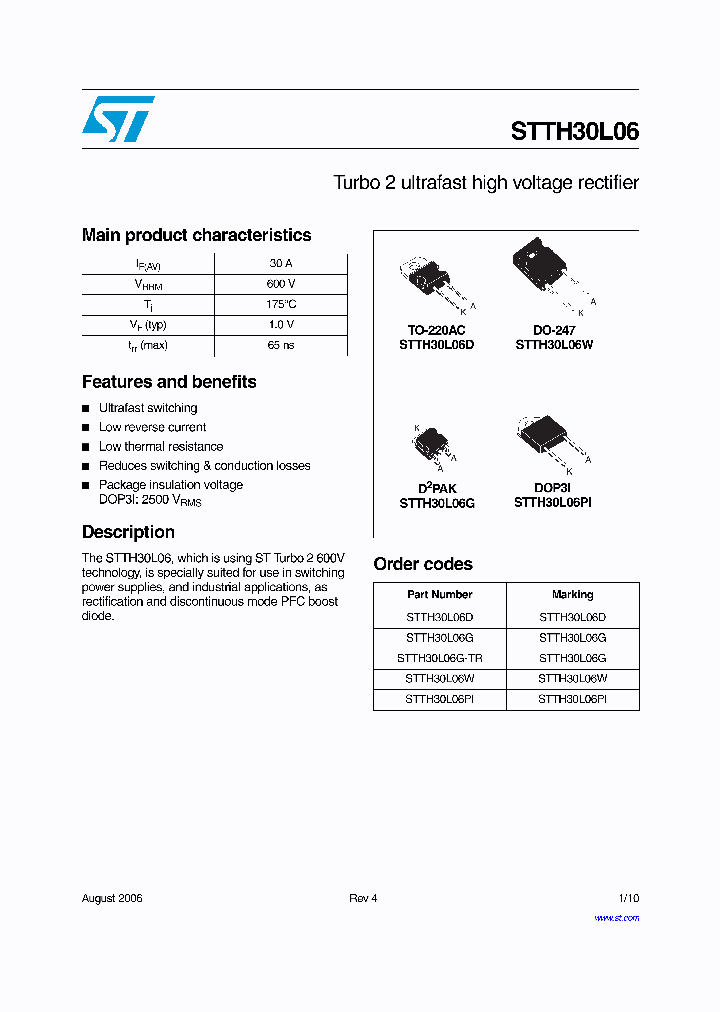STTH30L0606_1319486.PDF Datasheet Download --- IC-ON-LINE