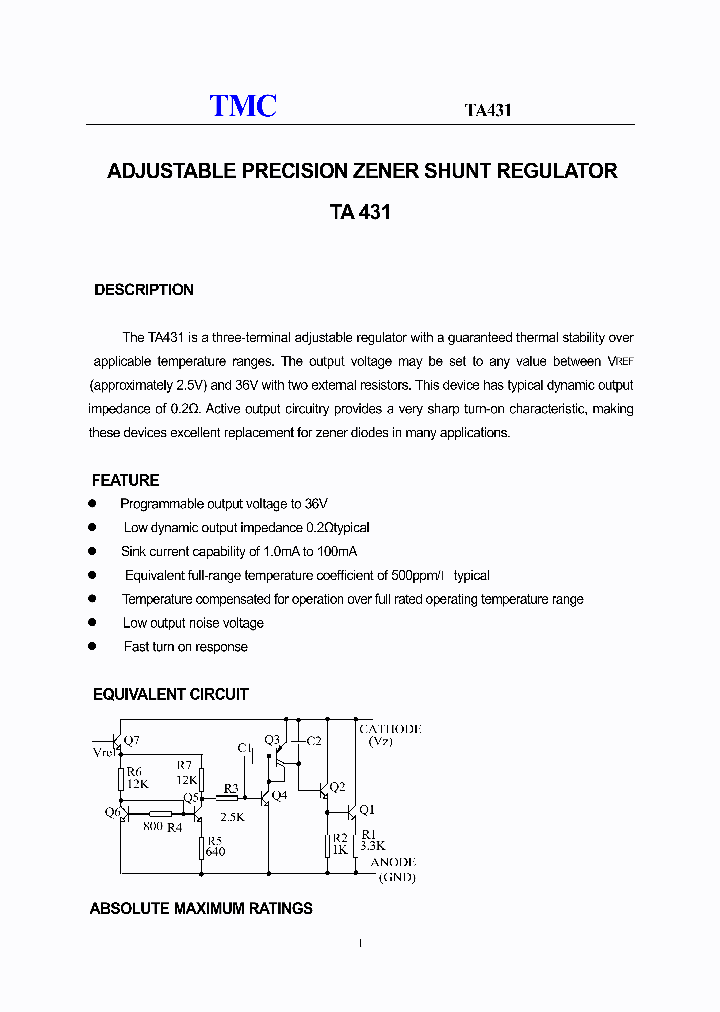 TA431_1321317.PDF Datasheet Download --- IC-ON-LINE