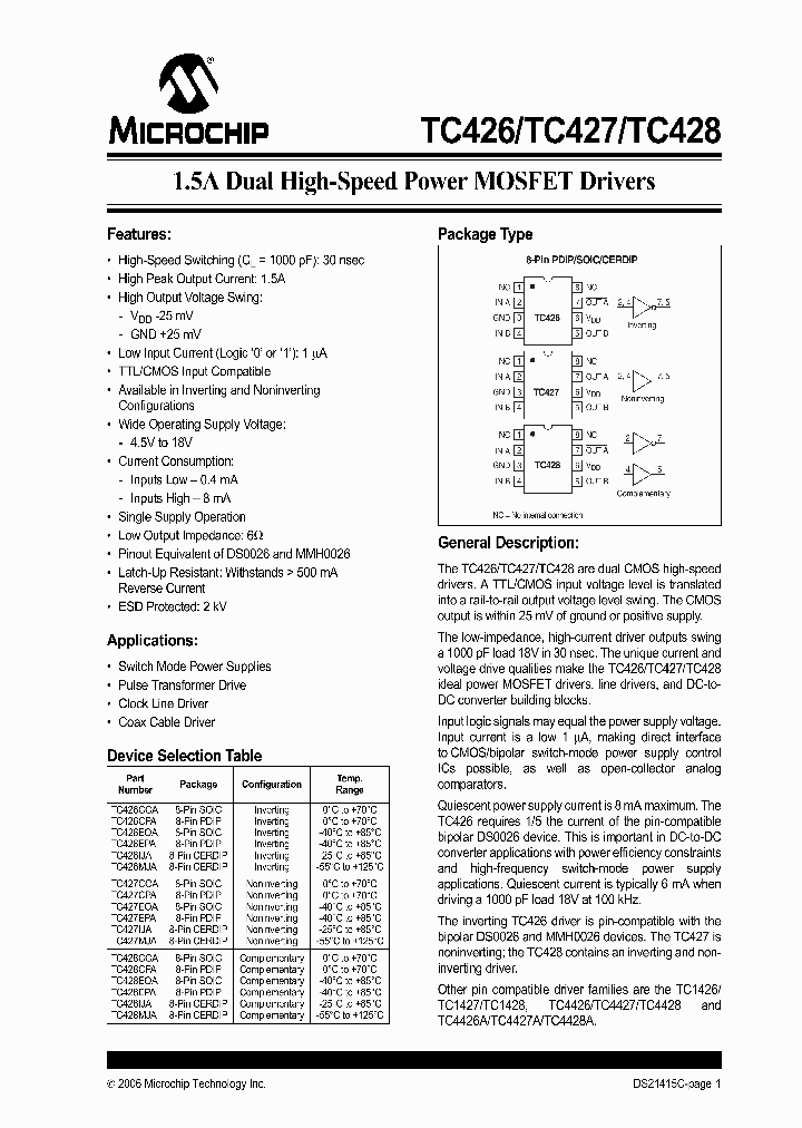 TC428_1322115.PDF Datasheet Download --- IC-ON-LINE