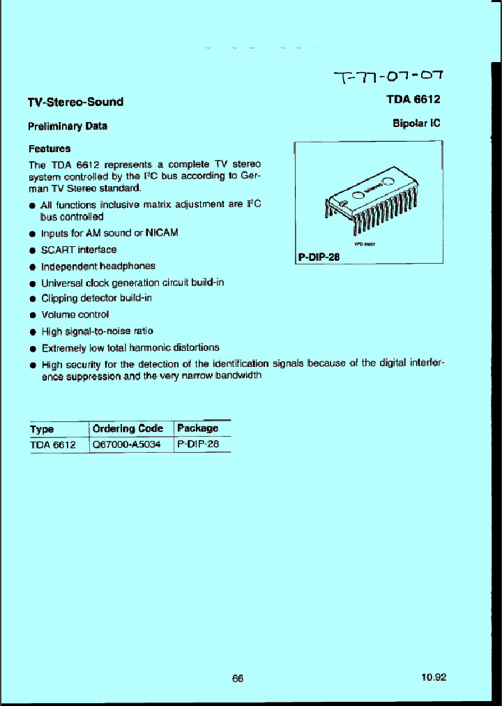 TDA6612_1056391.PDF Datasheet Download --- IC-ON-LINE