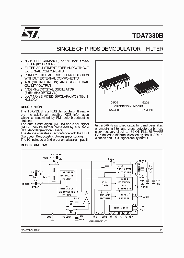 TDA7330BD_1323518.PDF Datasheet Download --- IC-ON-LINE