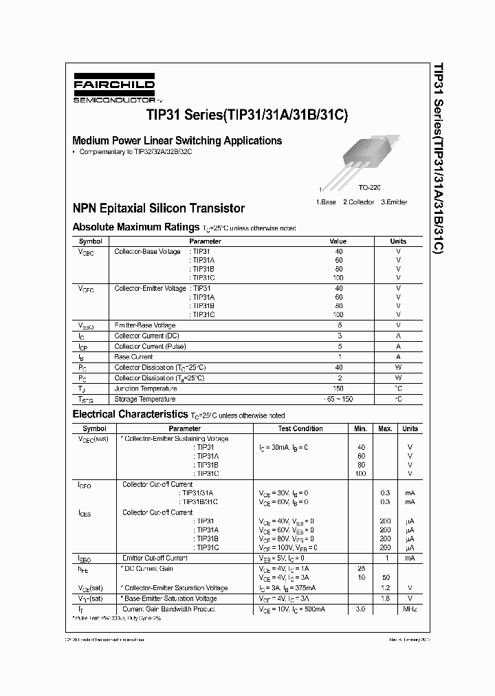 TIP31_1134935.PDF Datasheet Download --- IC-ON-LINE