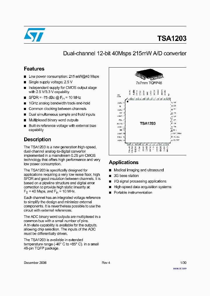 TSA120306_1329202.PDF Datasheet Download --- IC-ON-LINE