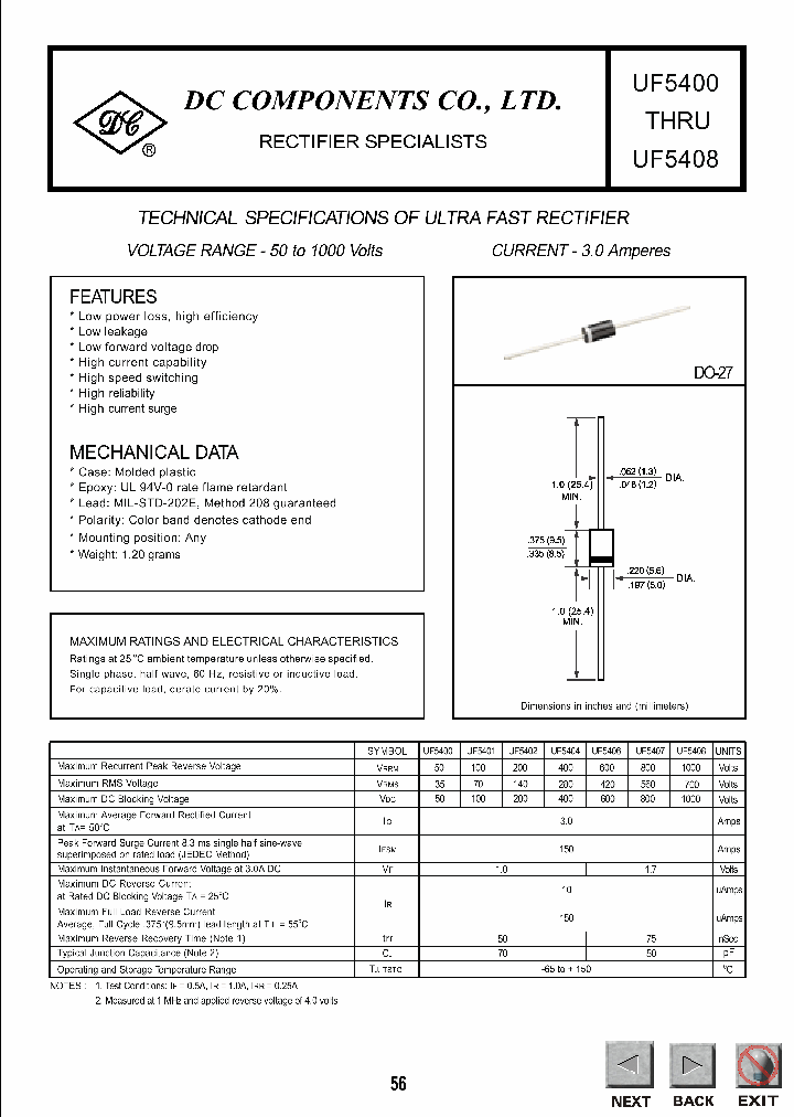 UF5404_1183701.PDF Datasheet Download --- IC-ON-LINE