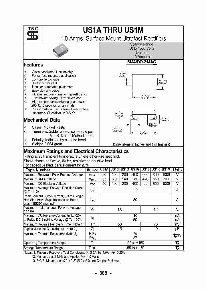 US1J_1150583.PDF Datasheet Download --- IC-ON-LINE