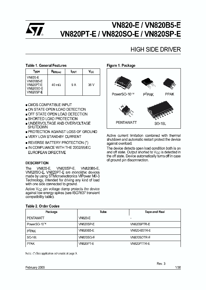 VN820SP-E_1334687.PDF Datasheet Download --- IC-ON-LINE