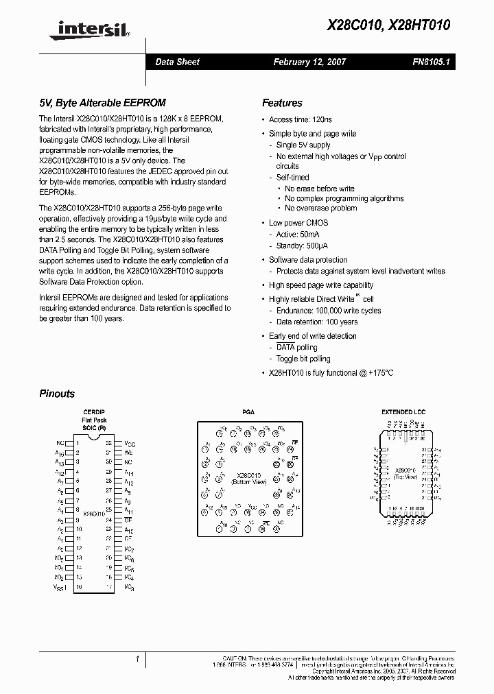 X28HT010W_1337152.PDF Datasheet Download --- IC-ON-LINE