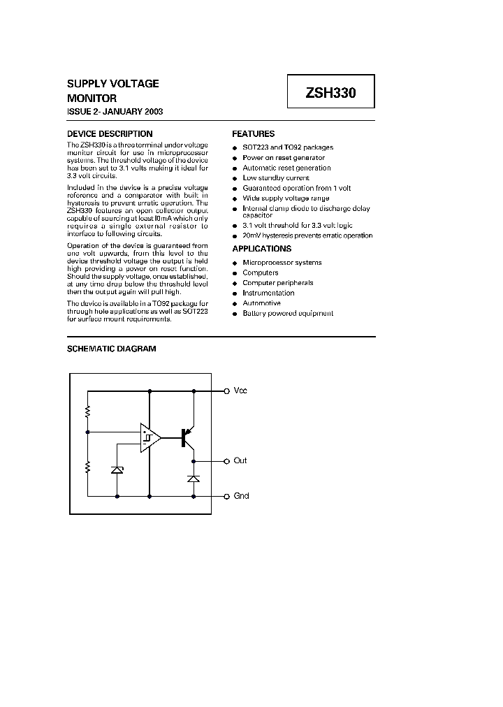 ZSH33003_1339480.PDF Datasheet Download --- IC-ON-LINE