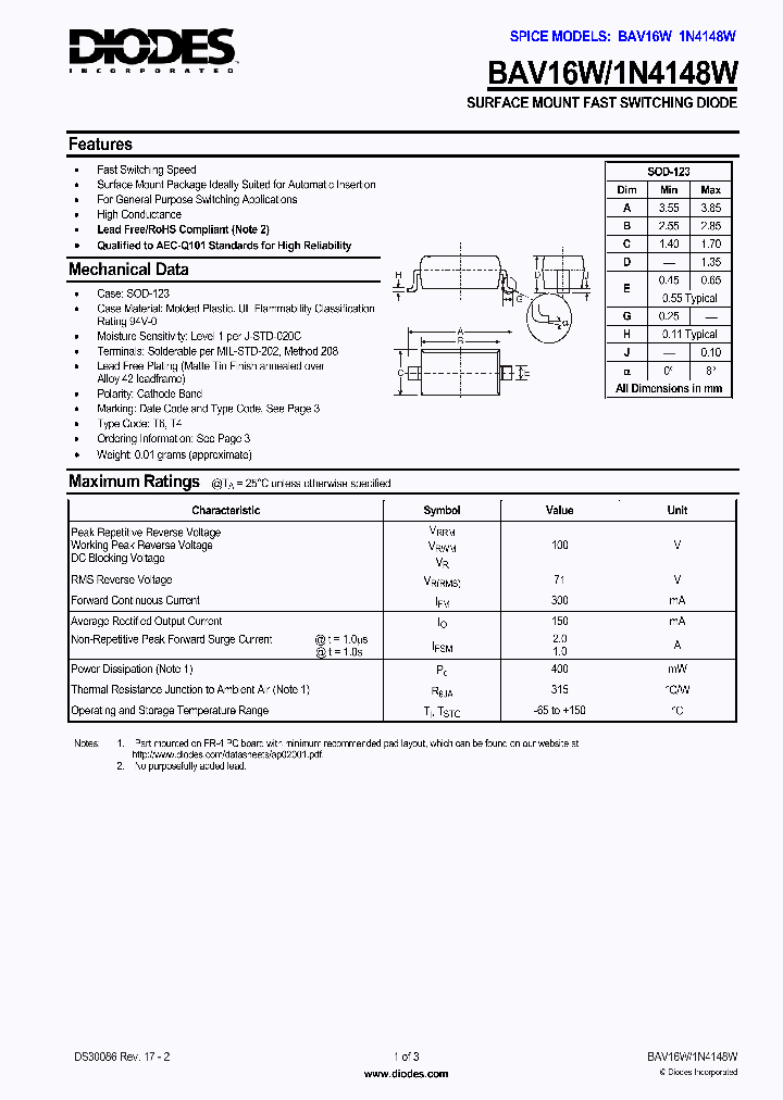1N4148W-7-F_4151106.PDF Datasheet Download --- IC-ON-LINE