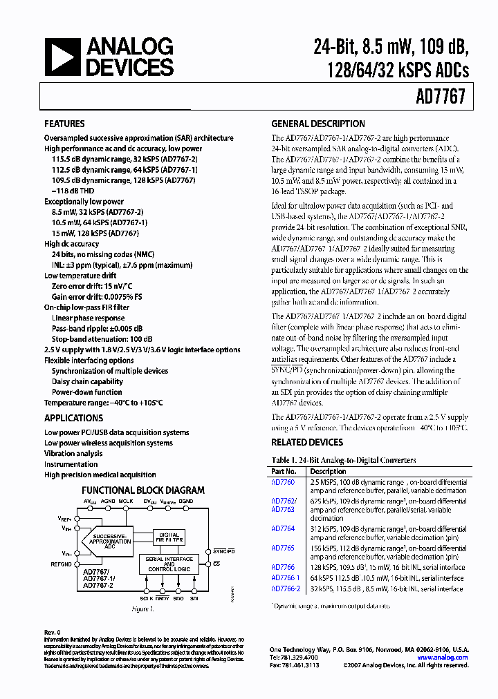 AD7767_4106833.PDF Datasheet Download --- IC-ON-LINE