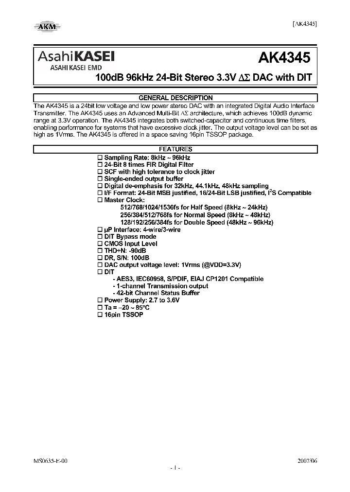AKD4345_4115735.PDF Datasheet Download --- IC-ON-LINE