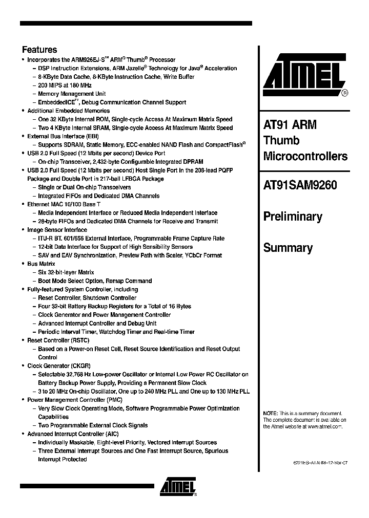AT91SAM9260-CJ_4103319.PDF Datasheet Download --- IC-ON-LINE