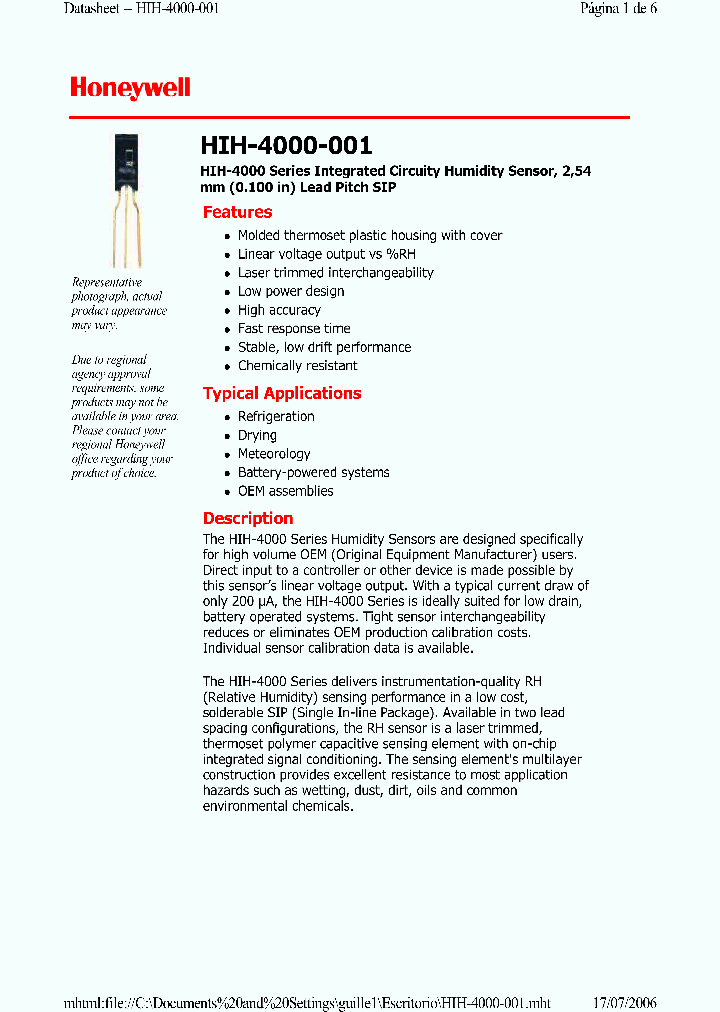 HIH-4000-001_4146340.PDF Datasheet Download --- IC-ON-LINE