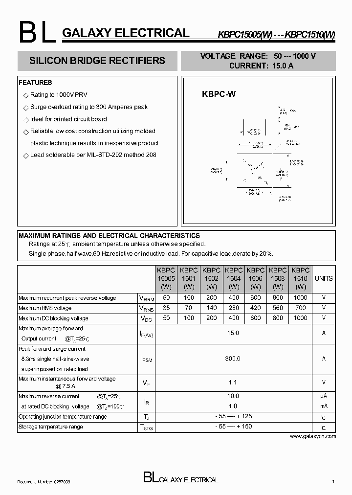 KBPC15005_4147062.PDF Datasheet Download --- IC-ON-LINE