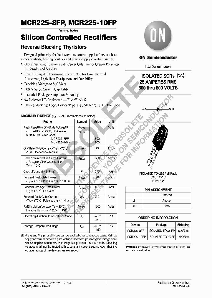 MCR225-8FP06_4130083.PDF Datasheet Download --- IC-ON-LINE