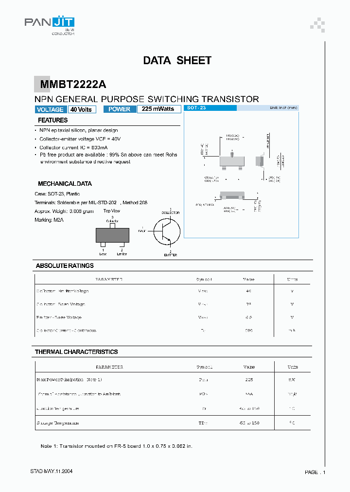 MMBT2222A_4100634.PDF Datasheet Download --- IC-ON-LINE