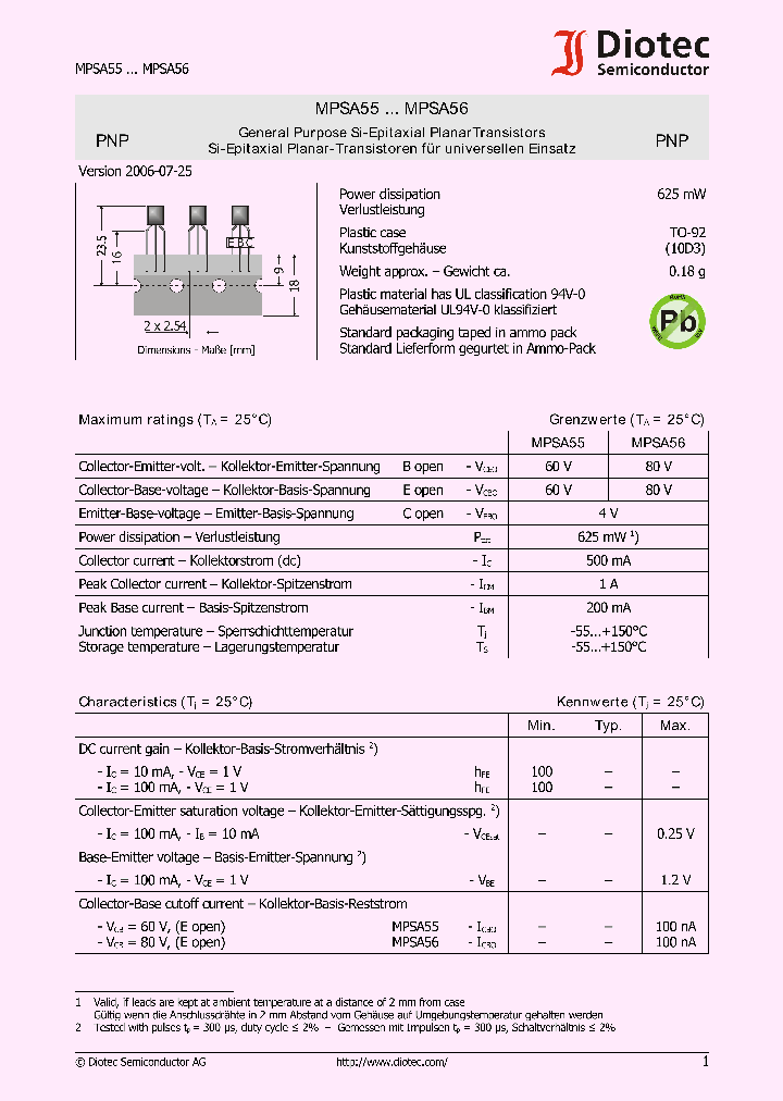 MPSA56_4140573.PDF Datasheet Download --- IC-ON-LINE
