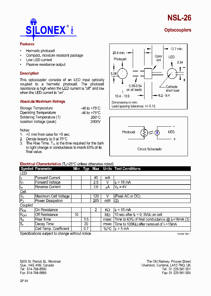 NSL-26_4123703.PDF Datasheet Download --- IC-ON-LINE