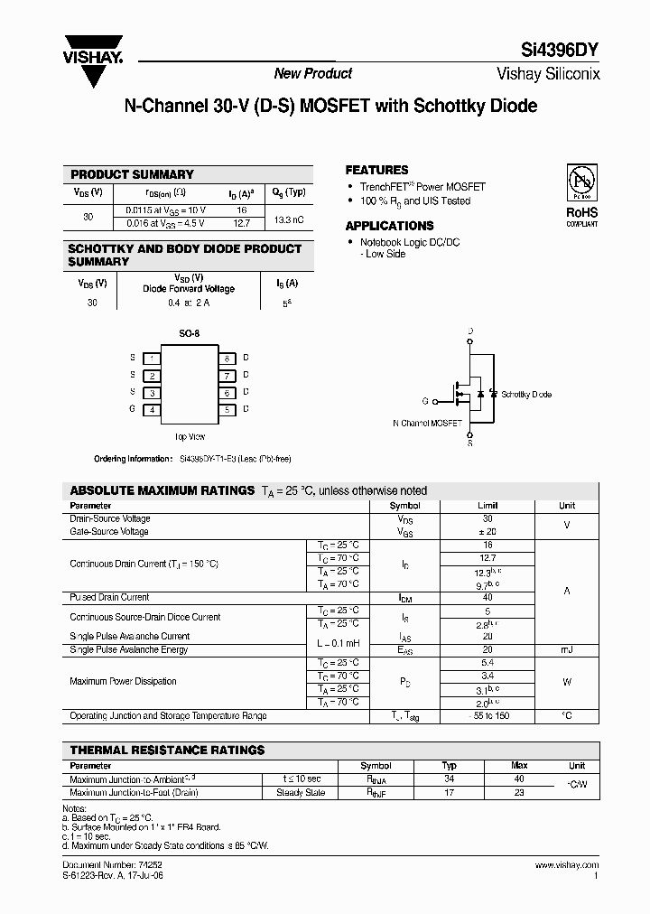 SI4396DY_4158858.PDF Datasheet Download --- IC-ON-LINE