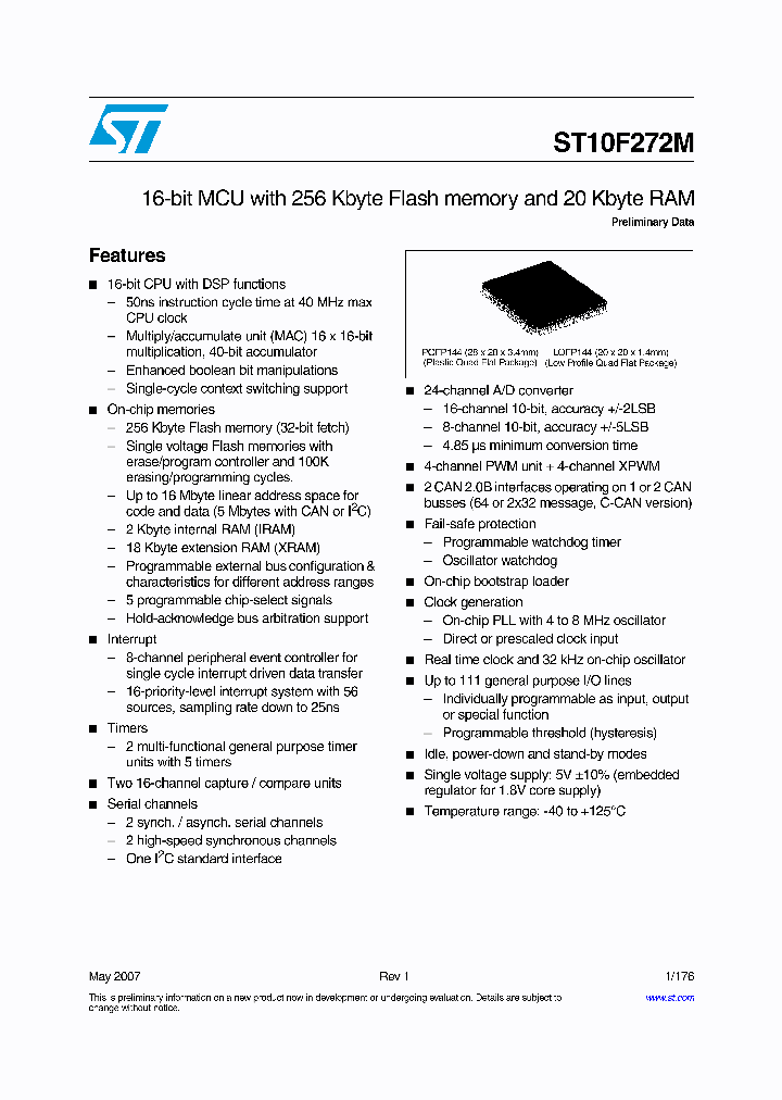 ST10F272M-4QR3_4132854.PDF Datasheet Download --- IC-ON-LINE