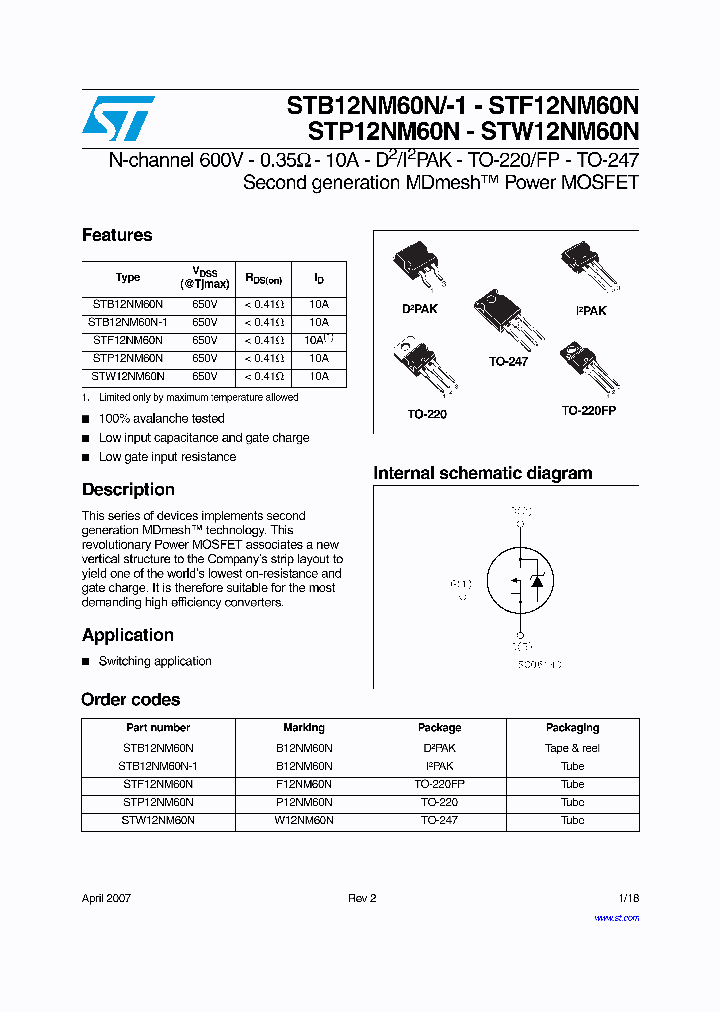 STP12NM60N_4121809.PDF Datasheet Download --- IC-ON-LINE