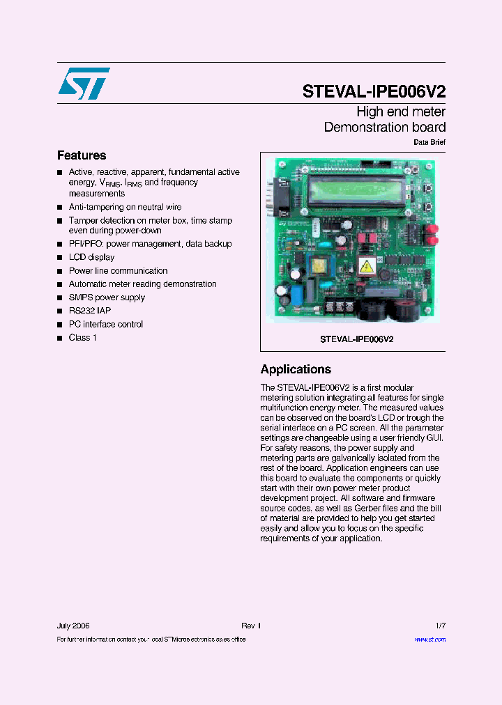 STEVAL-IPE006V2_4160192.PDF Datasheet Download --- IC-ON-LINE