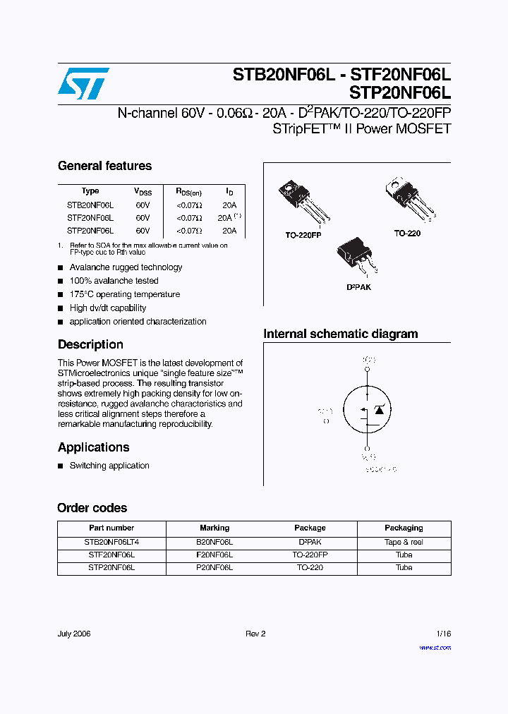 STF20NF06L_4114623.PDF Datasheet Download --- IC-ON-LINE