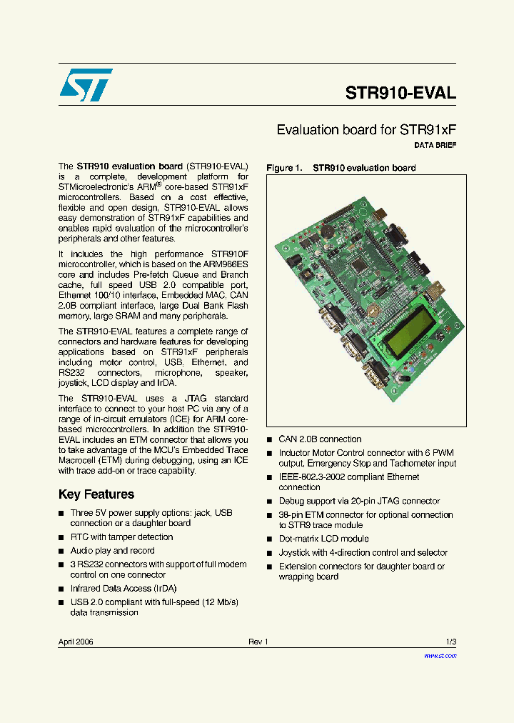 STR910-EVAL_4130346.PDF Datasheet Download --- IC-ON-LINE