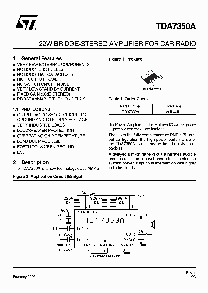 TDA7350A05_4155537.PDF Datasheet Download --- IC-ON-LINE
