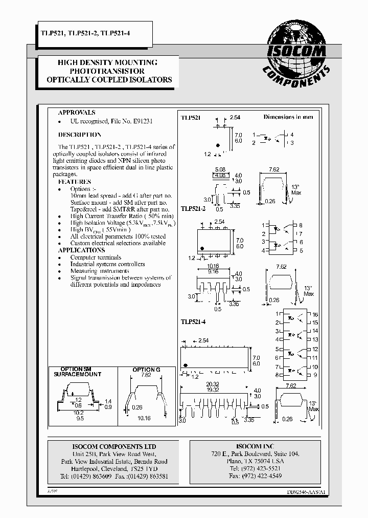 TLP521_4147711.PDF Datasheet Download --- IC-ON-LINE