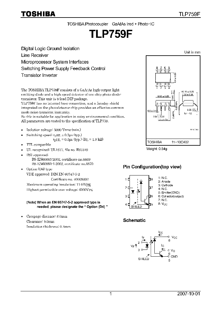 TLP759F07_4124678.PDF Datasheet Download --- IC-ON-LINE